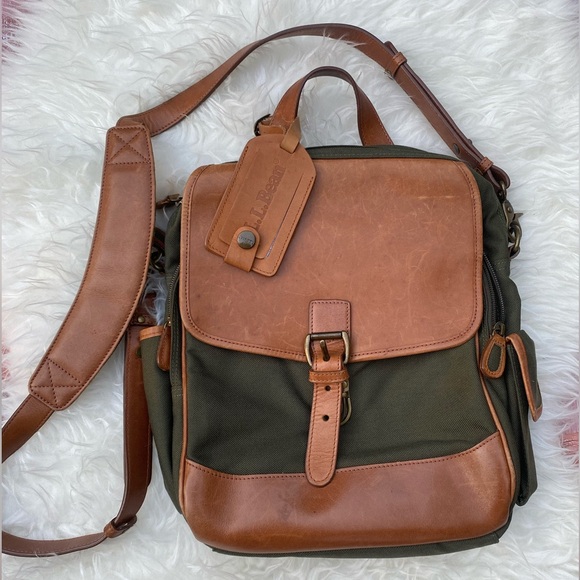 L.L. Bean | Bags | Messenger Bag Ll Bean Crossbody Bag Leather Canvas ...